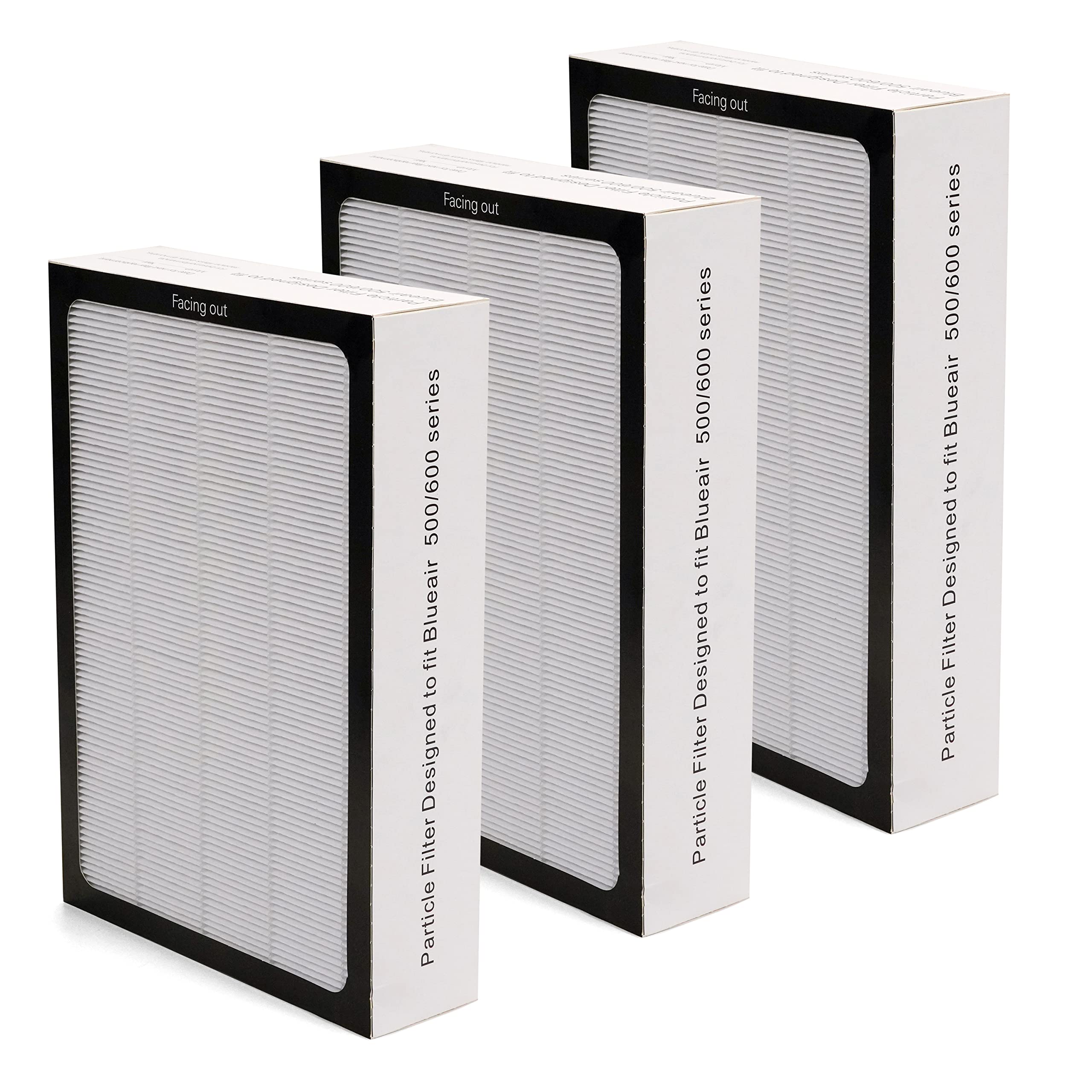 Omaeon 3-Pack for Blueair 500/600 Filter Replacement - Compatible with Blue Air Purifiers Filter 500 600 Series. 3 Particle Filters Fit Blue Air Filter Replacement 500 600, 501, 503, 510, 601, 603