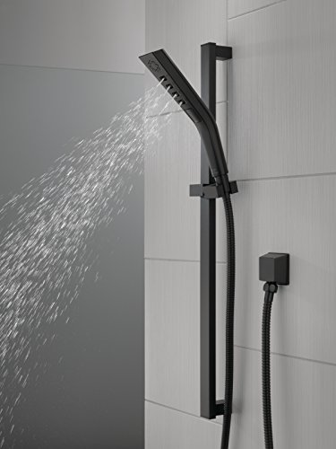 Delta Faucet 3-Spray H2Okinetic Slide Bar Hand Held Shower with Hose, Black Handheld Shower Head, Slide Bar Hand Shower, Handheld Shower, Detachable Shower Head, Matte Black 51799-BL