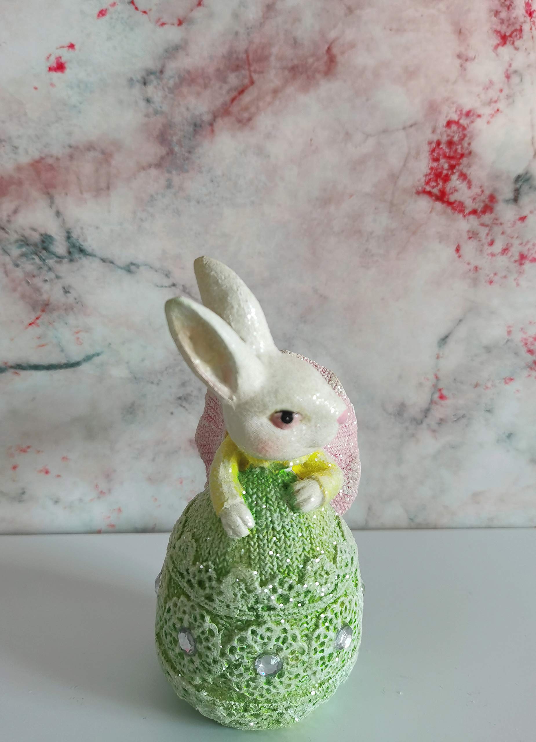 LEFOUND Easter Accessories Easter Rabbit Figurine Spring Decor for Home,Polyresin,Pink