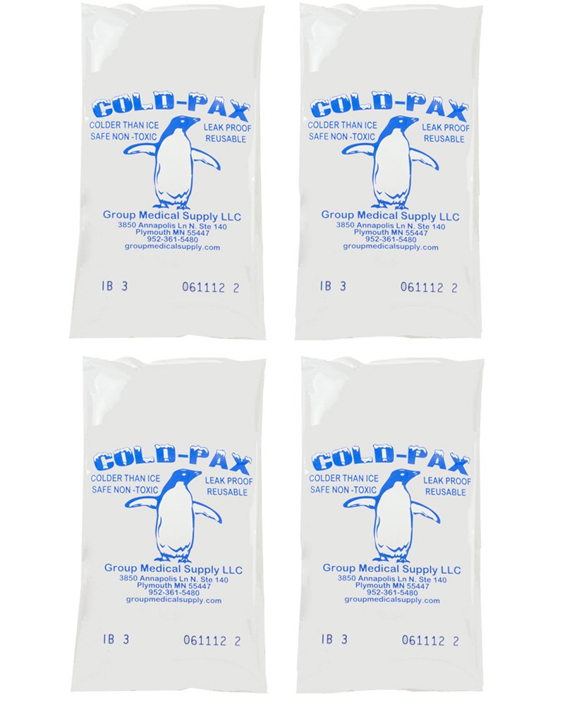 GMS Cold Pax Ice Pack Reusable 4 Pack - Extra Cold Ice Pack Replacements - 3 oz Multipurpose Gel Packs for Aches, Pains, Bruises, Sores, Coolers, Lunch Boxes, and Medical Purposes