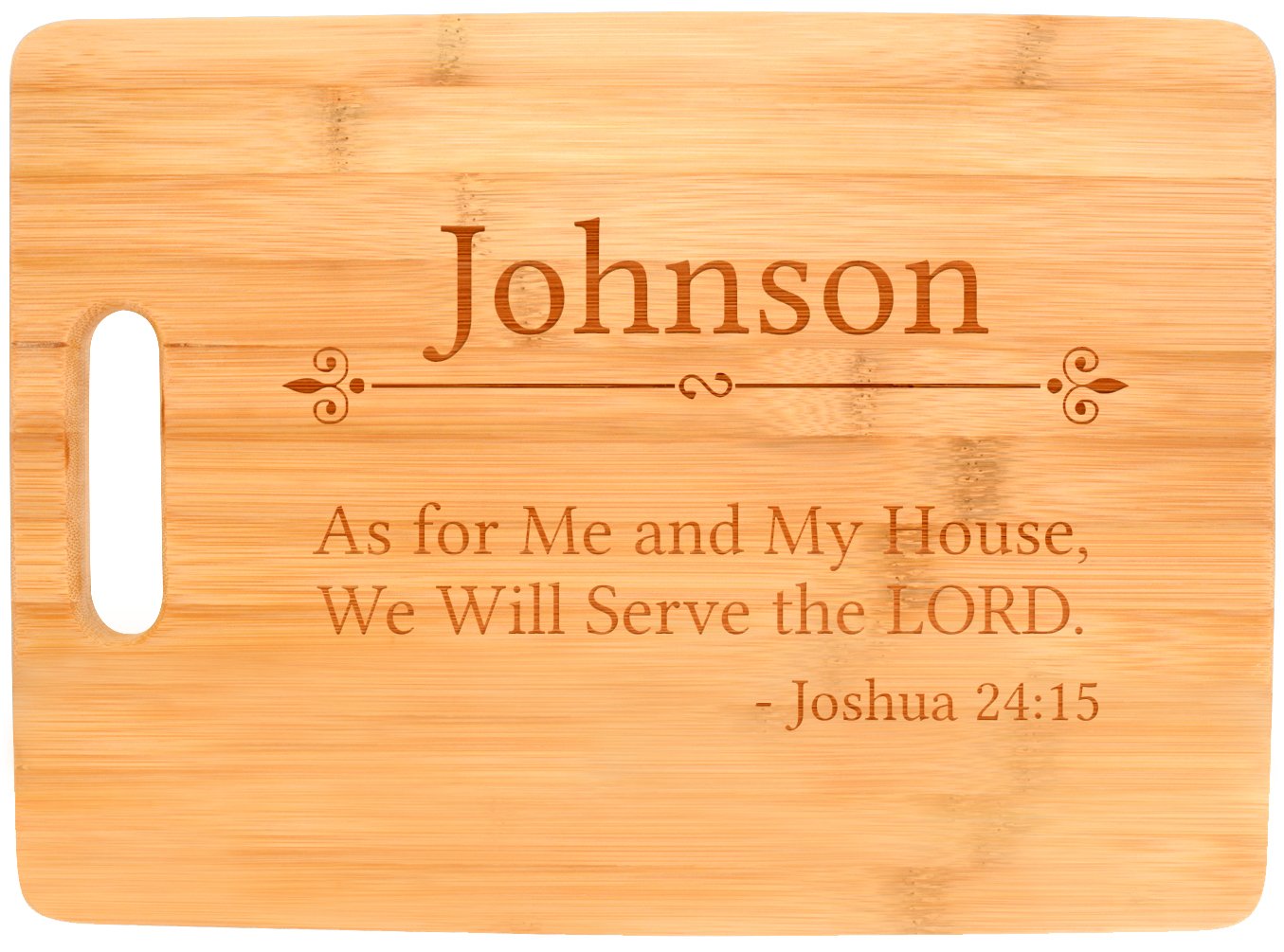 Customized Family Name Serve the Lord Christian Faith Personalized Decorative Wood Cutting Board Rectangle