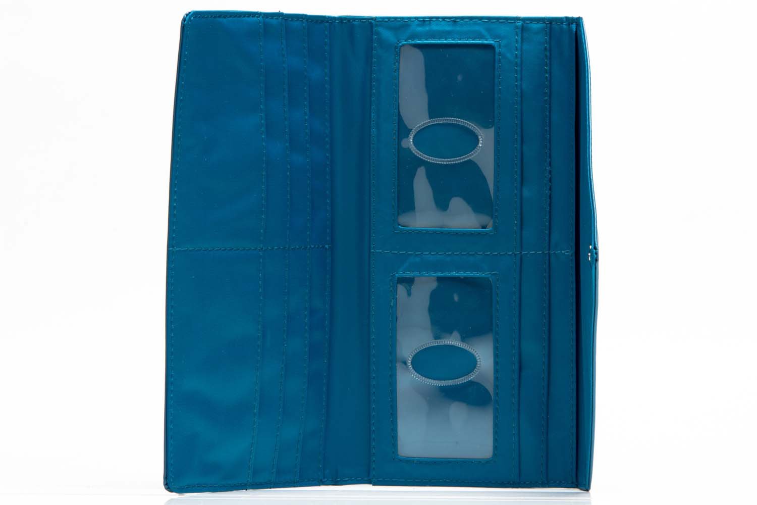 Big Skinny Women's Slimvelope Leather Tri-Fold Checkbook Slim Wallet, Holds Up to 40 Cards, Ocean Blue