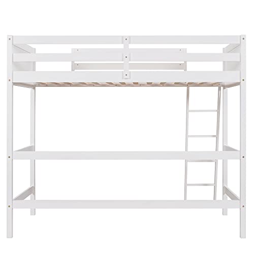 DEYOBED Twin Size Wooden Loft Bed Frame with Ladder - Space-Saving Design for Kids, Teens, and Adults