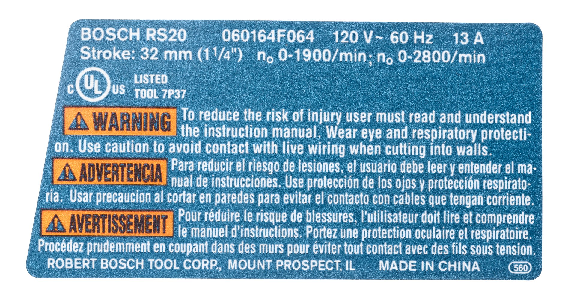 Bosch Parts 1619P01755 Nameplate