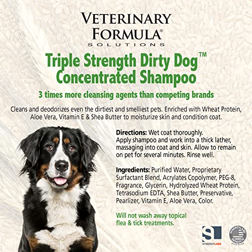 Veterinary Formula Solutions Triple Strength Dirty Dog Concentrated Shampoo,17 oz β DirtRepel Technology Cleans Extra Dirty and Smelly Dogs β Contains Wheat Protein,Shea Butter,Aloe,Vitamin E,Green