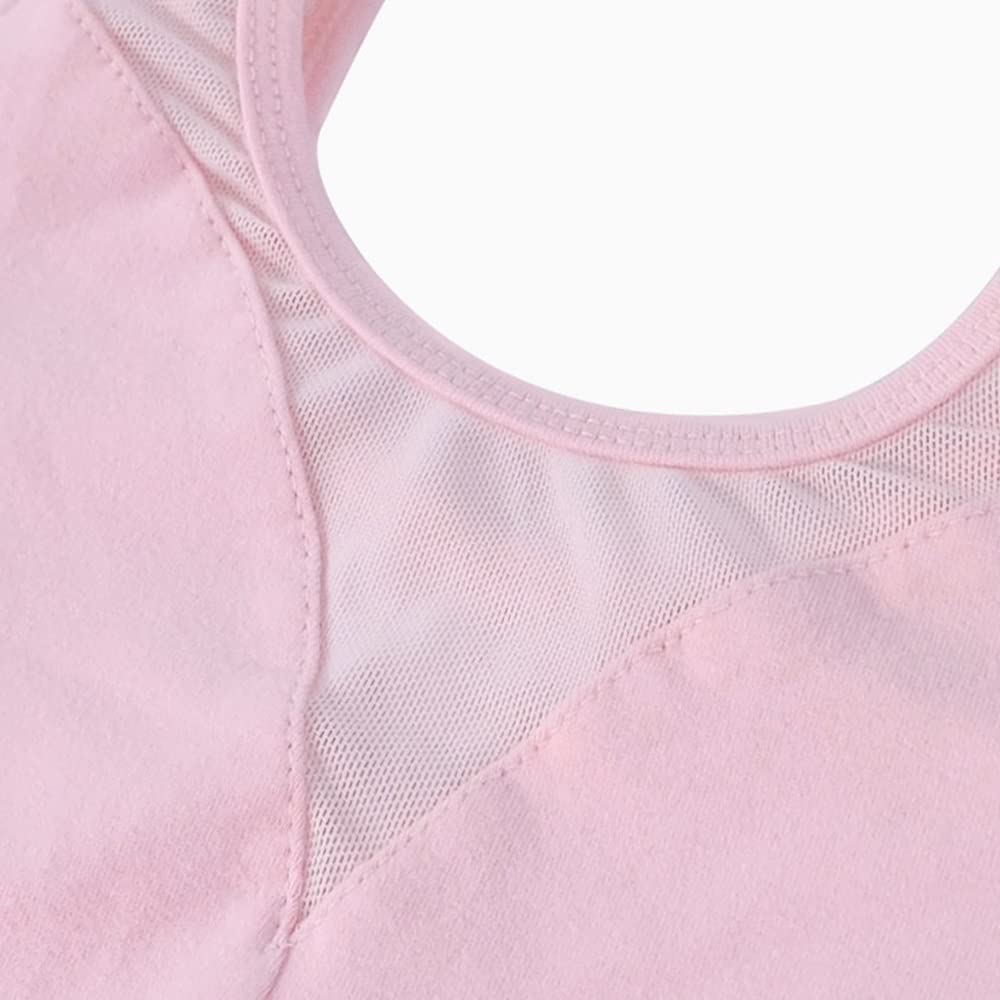 bilo Dance Leotards Girls Ballet V-Shaped Front Round Neck Back Long Sleeve (Pink, Size 140 (10-12Y))