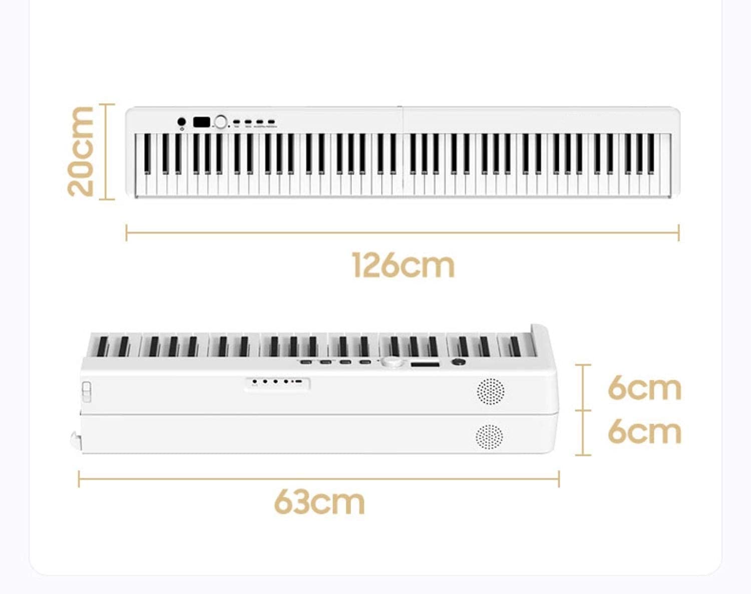 MAGICON 88 Key Foldable Electronic solid Piano can be folded in 180°,more portable. True and Pure Grand Piano Sound Source by France DREAM, Foot Pedal/Power adapter/Delicate Handbag (White)