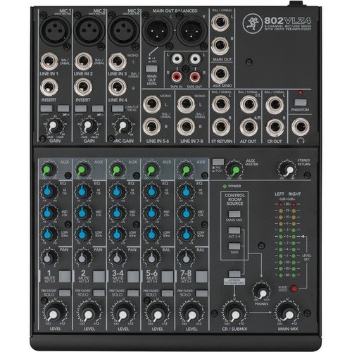 Mackie 802VLZ4 8-Channel Ultra-Compact Mixer with G-MIXERBAG-1212 Padded Nylon Mixer/Equipment Bag & PB-S3410 3.5 mm Stereo Breakout Cable, 10 feet Bundle