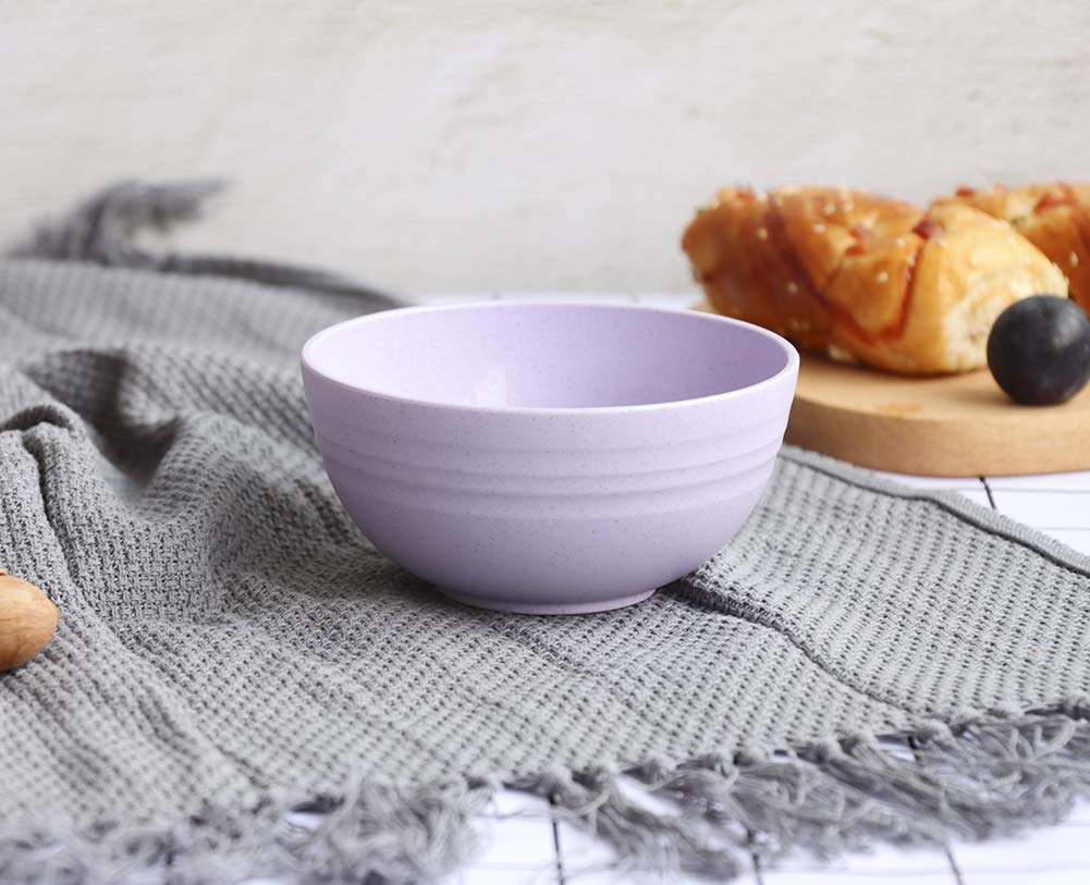 BUBERO Small Kids Bowls Set of 5, Plastic Bowls Reusable Wheat Straw Cereal Bowls for Snack, Side Dishes, Microwave Safe Mini Bowls