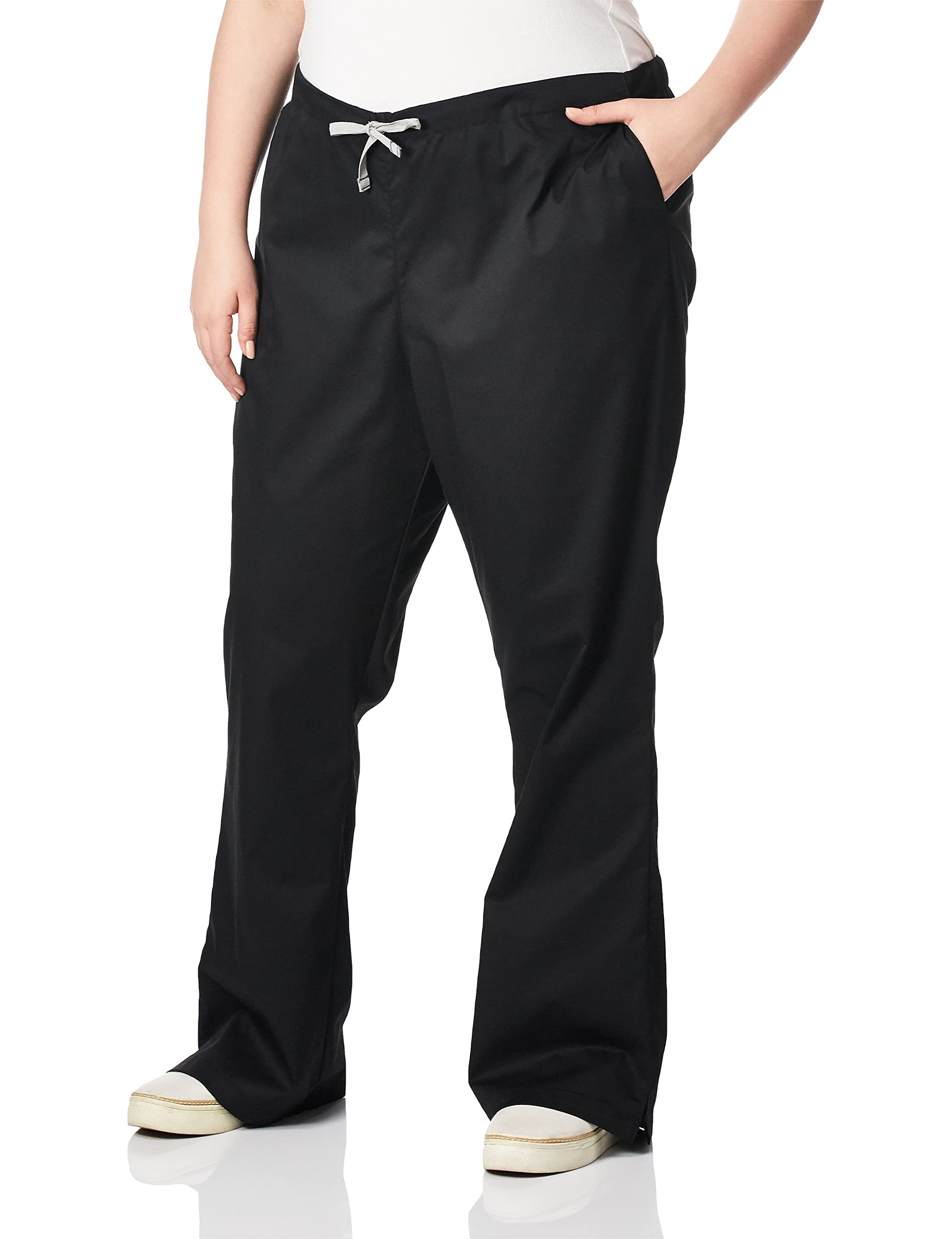 WonderWink Women's Plus-Size Wonderwork Flare Leg Scrub Pant, Black, 4X-Large