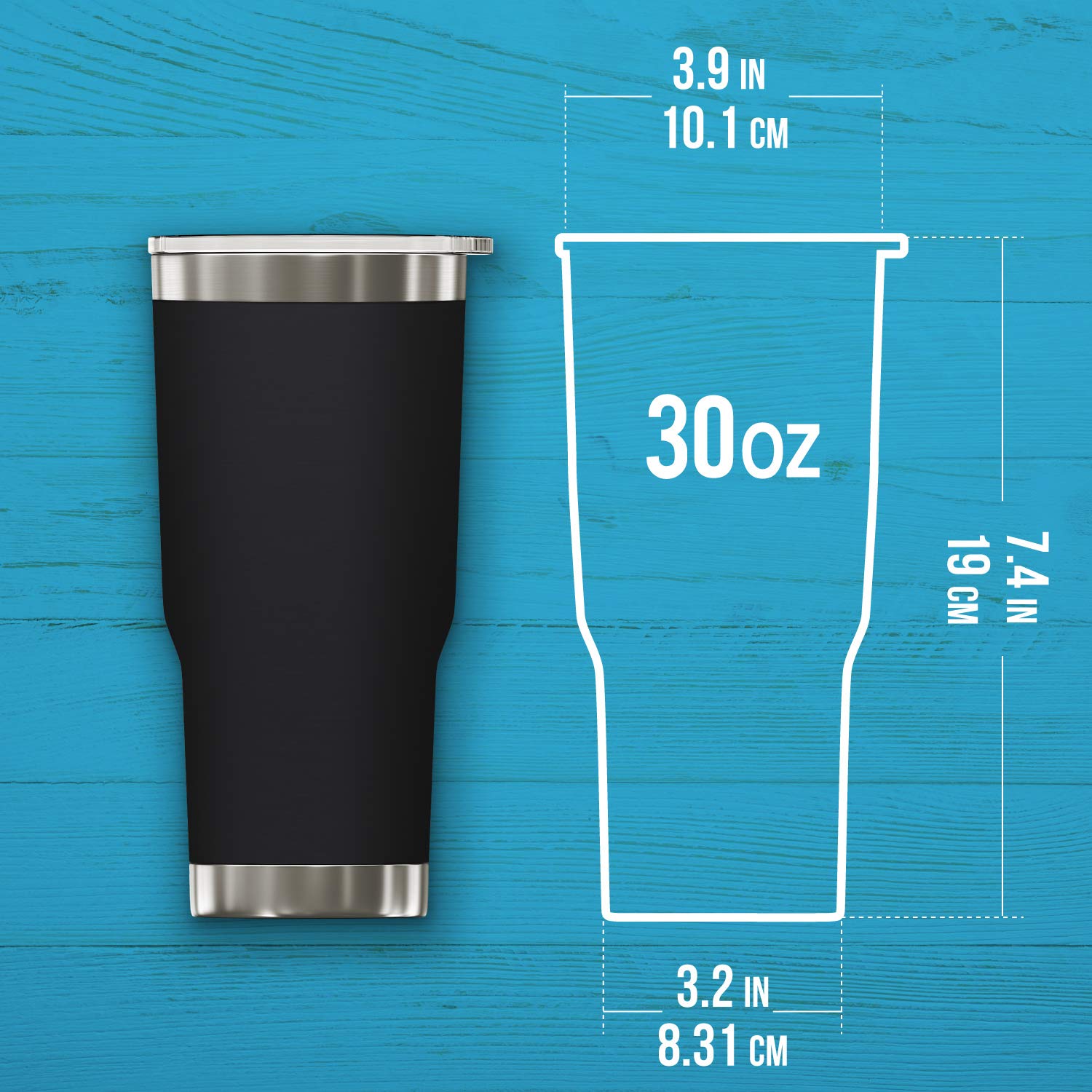 BluePeak Double Wall Vacuum Stainless Steel Insulated Tumblers Set, 2-Pack - Includes 2 Sipping Lids, 2 Spill-Proof Sliding Lids, 2 Straws, 1 Cleaning Brush & Gift Box (30 oz, Black)