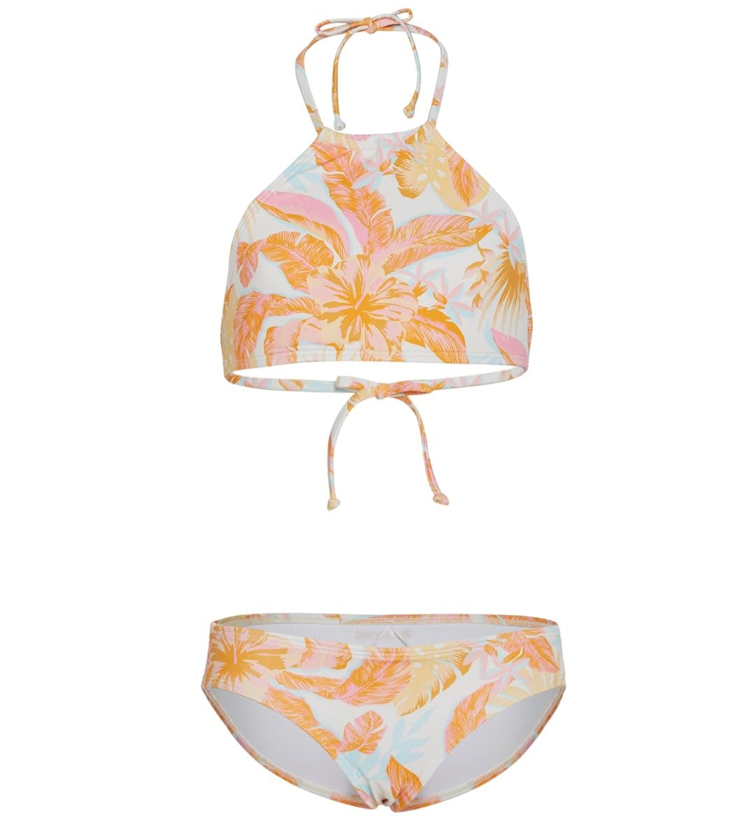 Billabong Girls' Tropical Punch High Neck Two-Piece Swim Set (Little Big Kids), Multi, 12