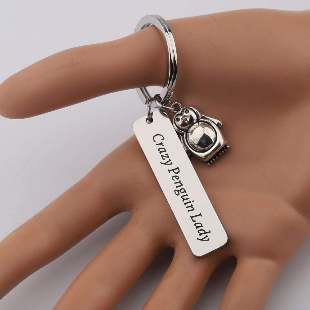 BNQL Crazy Penguin Lady Keychain Gift for Animal Lovers