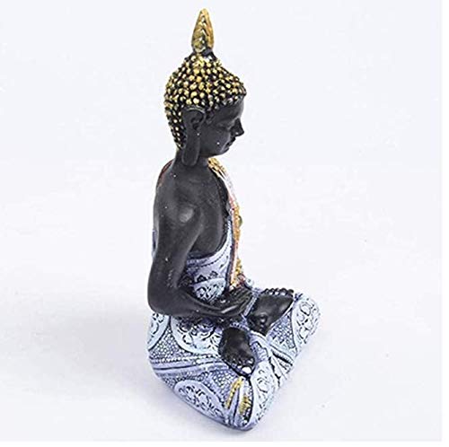 Buddha Sitting Meditation Statue Sculpture Home Decoration Ornament Garden Resin Figurine - Blue