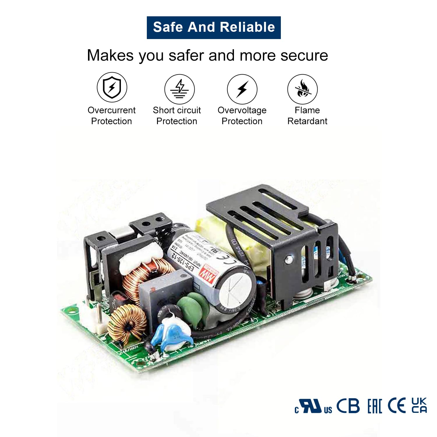 EPS-120-12 12V 10A 120W Industrial Power Supply, High Efficiency, for Automation Systems