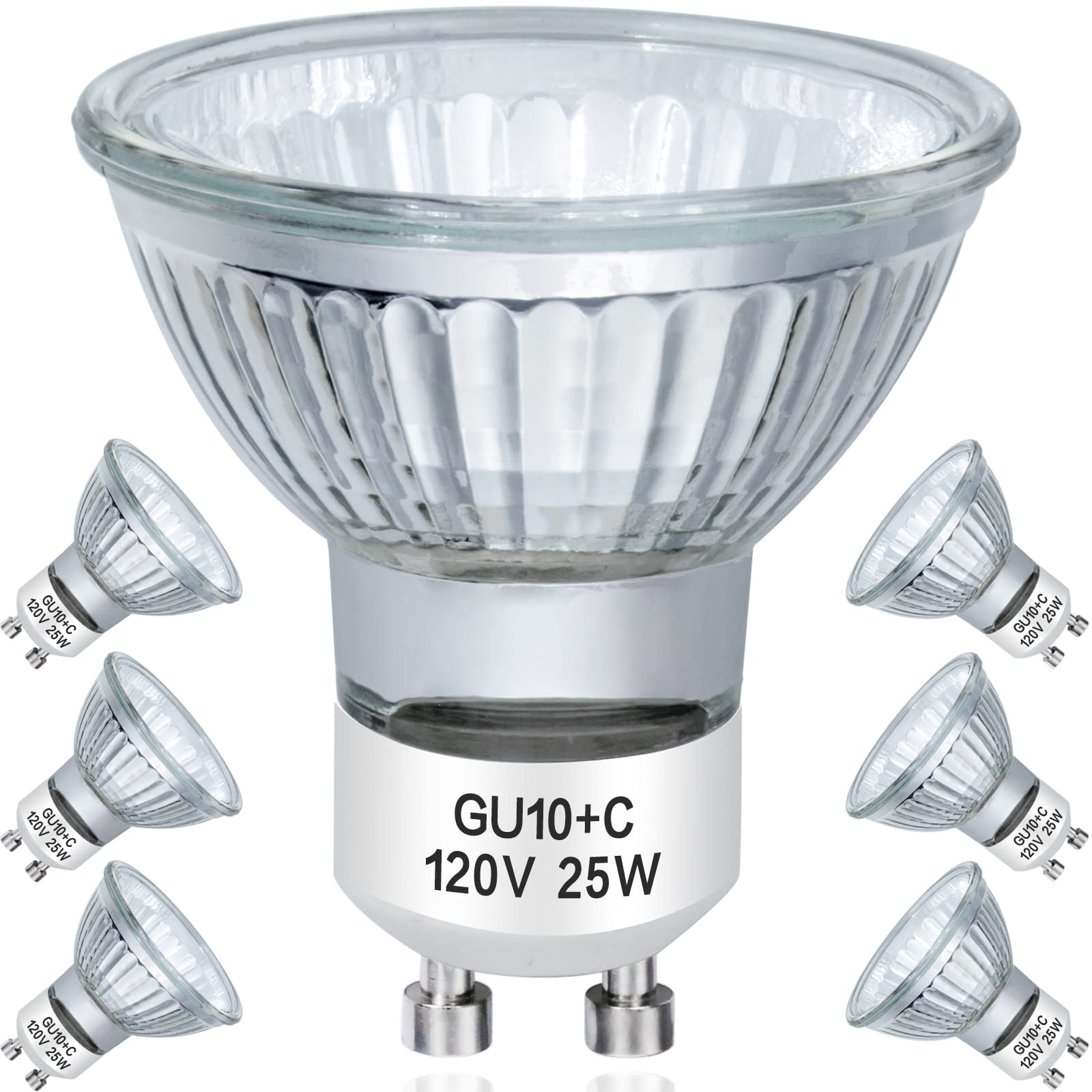 YBEK Halogen Bulb 25W GU10 120V NP5 Replacement Bulb for Track/Recessed/Accent Lighting,Candle Warmer, Scent Wax Burner MR16 JDR Dimmable, Warm White 2700K,Pack of 6
