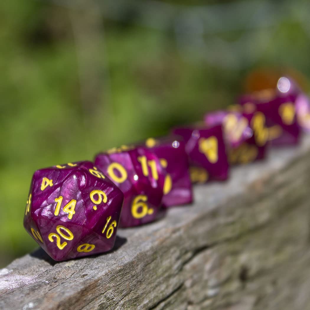 Maroon Pearl RPG Dice - Full Polyhedral Set - 'Plum'