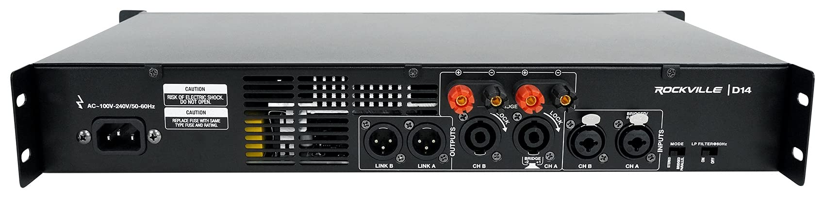 Rockville D14 7000W Peak / 2000W RMS 2-Channel Class D Pro/DJ Amplifier, Perfect for Live Sound, Pro Audio, DJs