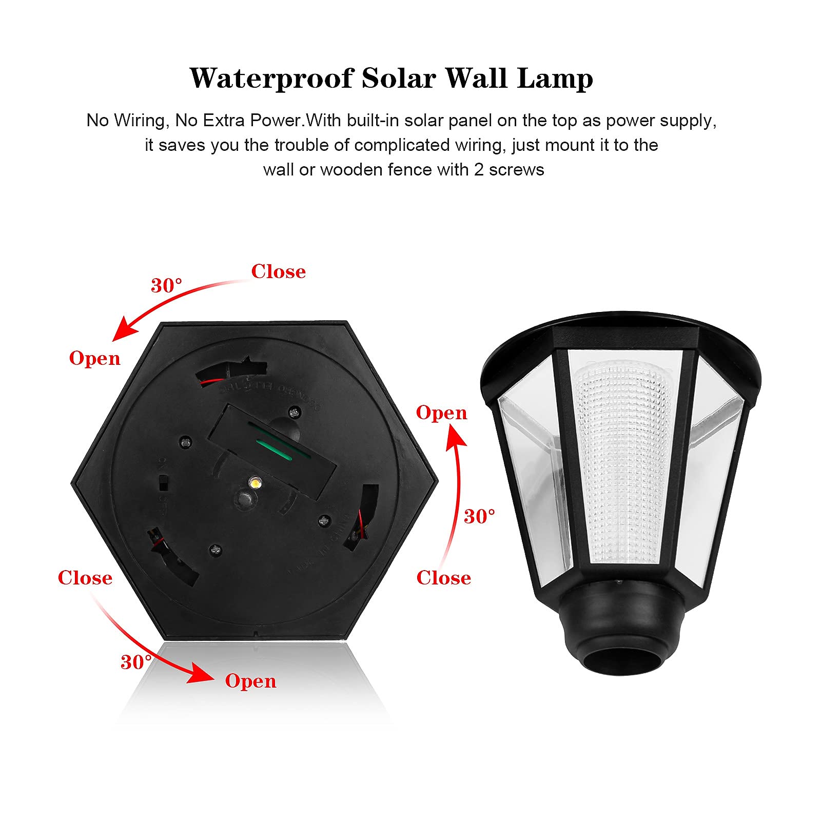 ONEVER Solar Vintage Wall Lamp Outdoor | Led Hexagonal Wall Light | Wall-Mounted Landscape | Garden Fence Yard Lamps | Waterproof Warm White (Pack of 2X)