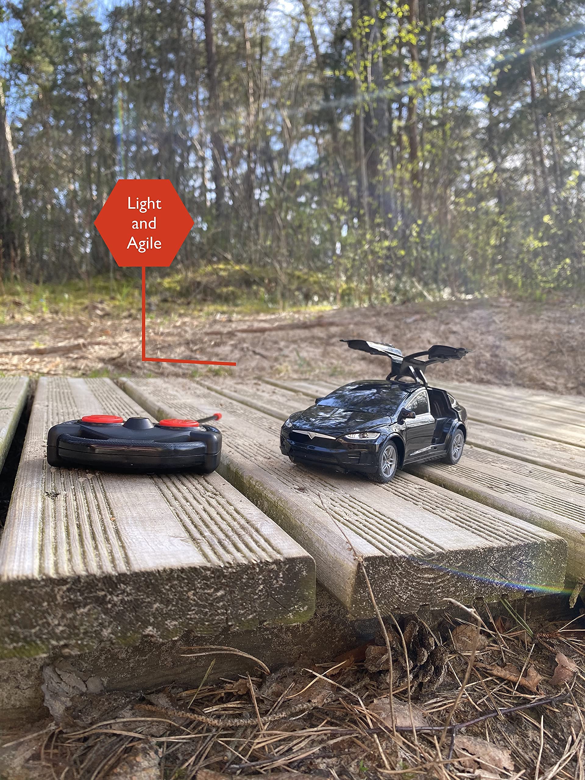 TPower T Power! Dynamic Remote Control Car 1 24 Scale RC Vehicle Great Gift for Children Remote Control Car Model with Falcon Door in Black Color