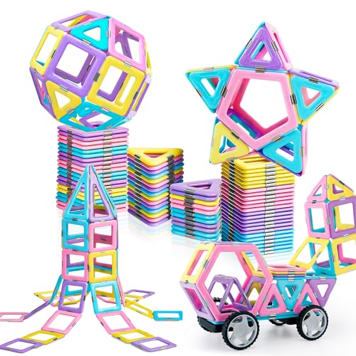 MAGBLOCK Magnetic Building Blocks Set, Upgraded Magnetic Tiles Toys for 3 4 5 6 7 8+ Year Old Girls, 103pcs Magnet Toys for Toddlers Boys and Girls 3-5