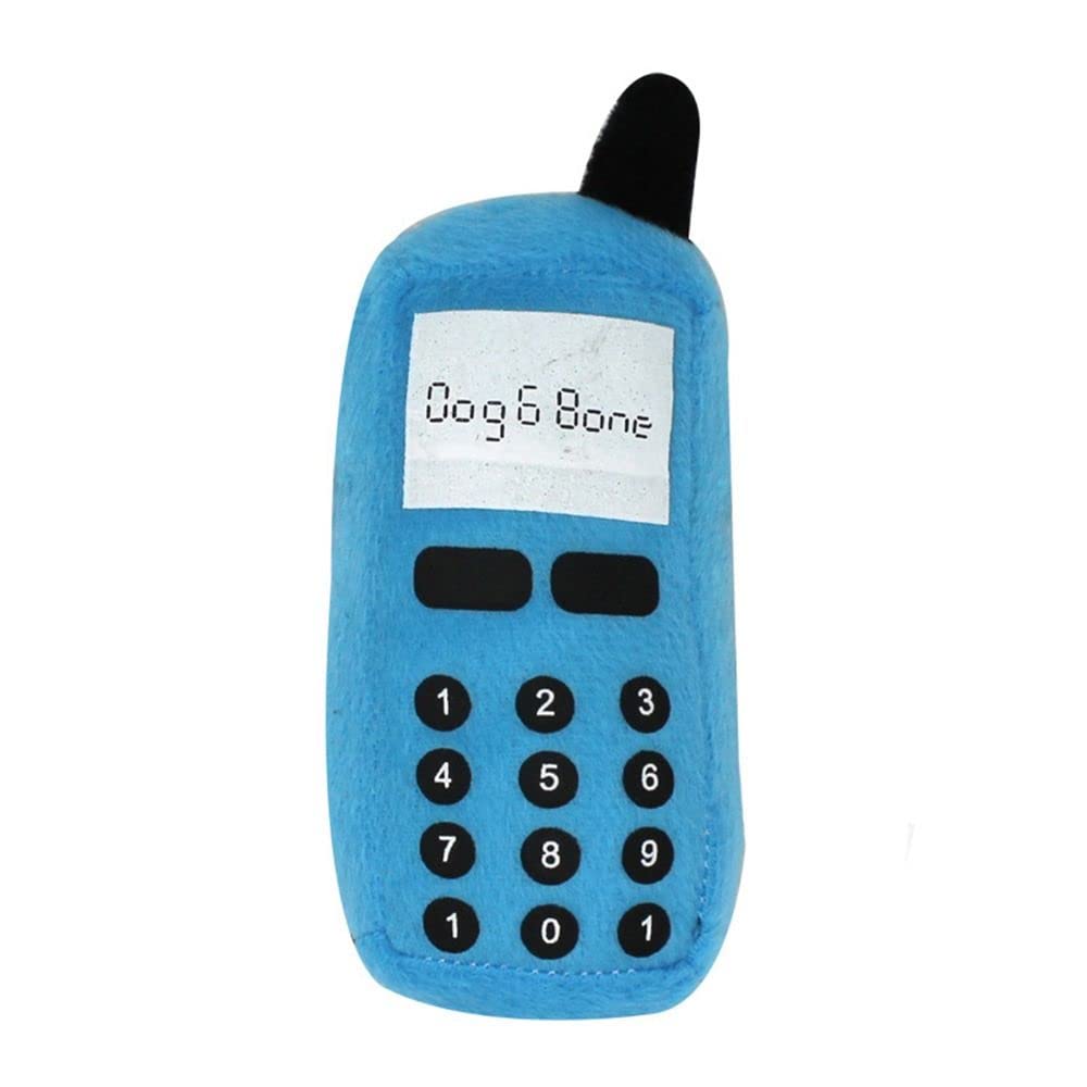 Squeaky Dog Chew Toy Plush Cell Phone Shape Pet Toy Puppy Kitten Teeth Cleaner Soft Pet Molar Training Toys Interactive Sounding Toy(Blue)