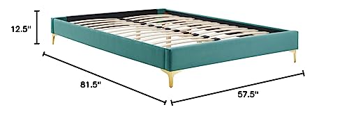 Modway MOD-6306-TEA Sutton Full Performance Velvet Bed Frame, Teal