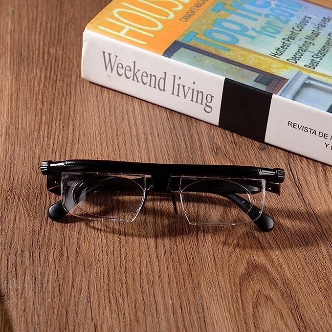 EKSED Adjustable Glasses Dial Vision Dial Adjustable Glasses Variable Focus Adjustable Focus Glasses With Folding Magnifying Glass For Reading Distance Vision Unisex Myopia Glasses for Seniors