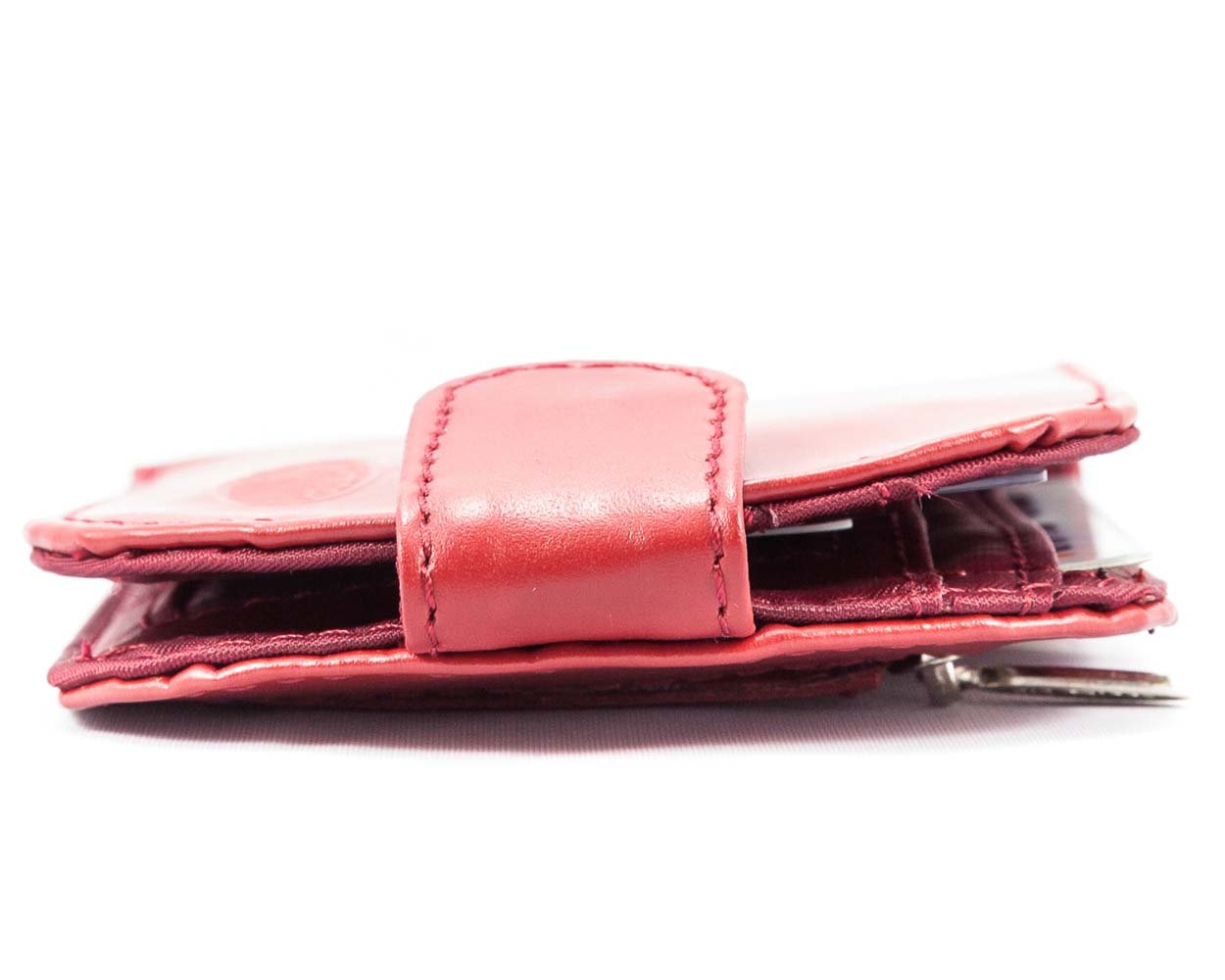 Big Skinny Women's Taxicat Leather Bi-Fold Slim Wallet, Holds Up to 25 Cards, Red