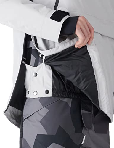 kirnusino Mens Ski Jacket Snow Coat for Men Windbreaker Waterproof Mountain Hooded Sweatshirt with Shoulder Pass Card Pocket Windproof Warm Winter Coat-Grey-L