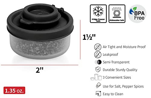 Salt and Pepper Shakers Moisture Proof Mini Salt Shaker to go Camping Picnic Outdoors Kitchen Lunch Boxes Travel Spice Set Clear with colored lids Plastic Airtight Spice Jar Dispenser (Small, 3 pack)