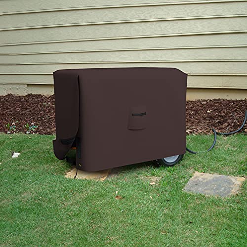 Covers & all Outdoor Generator Covers 18 Oz Waterproof - 100% UV & Weather Resistant PVC Coated Generator Cover with Air Pockets and Drawstring for Sungfit (38" X 28" X 30", Coffee)