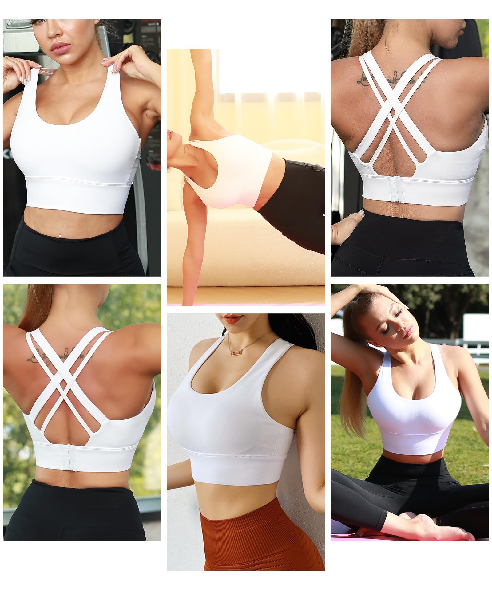 Botel High Neck Sports Bras for Women, Full Coverage Everyday Bra, Medium Impact Crop Top with Padded(Black, L)