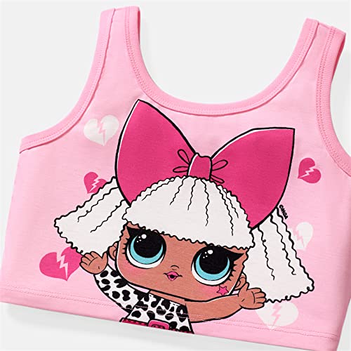 L.O.L. Surprise! Kid Girl 2pcs Mother's Day Character Print Sleeveless Tee and Plaid Belted Shorts Set Pink 11-12 Years