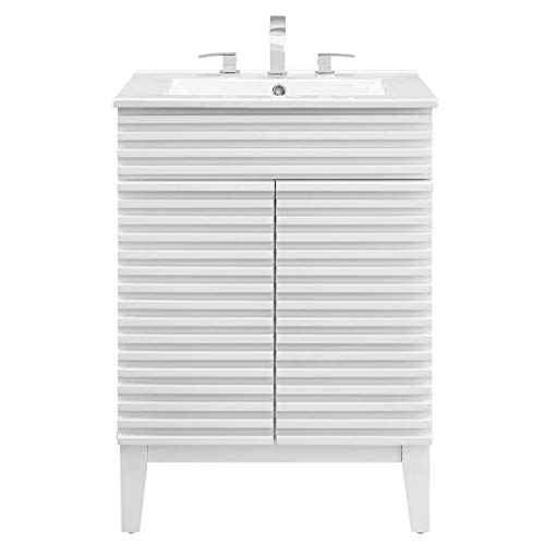 Modway Render Vanity with Sink-Floor, 24 Inch, White White