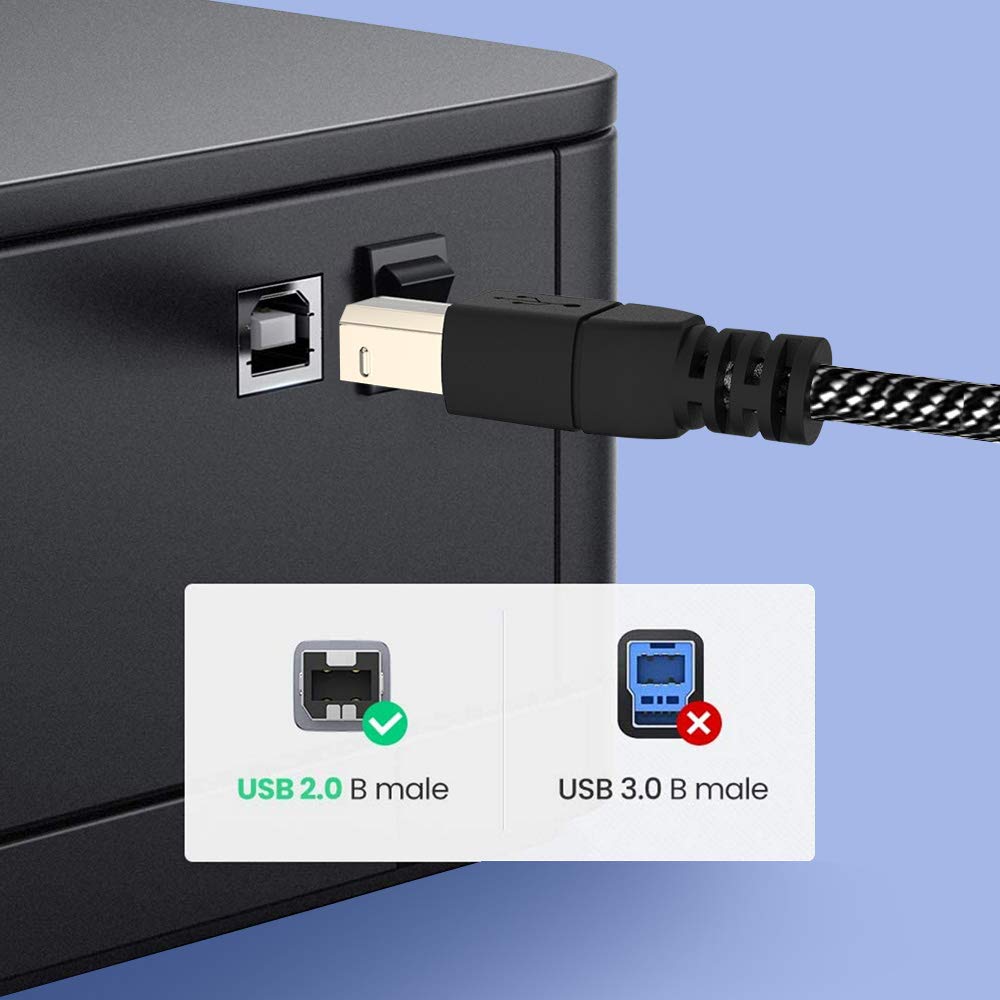 MOSWAG 2in1 USB Printer Cable 3.28FT/1M with USB C to MIDI Cable Printer Cable,USB MIDI Cable USB C to USB B MIDI Cable,Cable,Compatible with Music Instrument,Piano,Midi Keyboard,USB Microphone