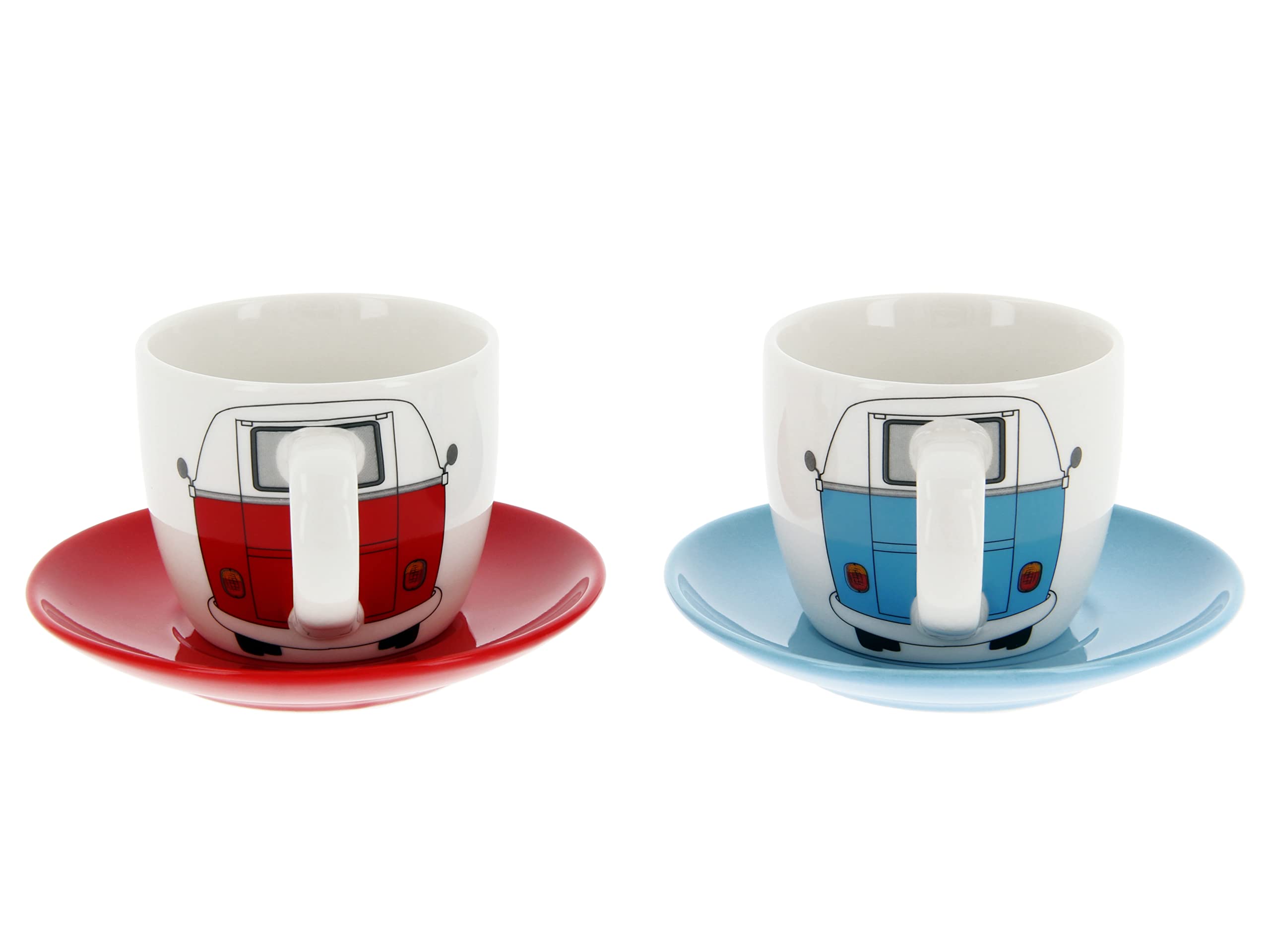 BRISA VW Collection - Volkswagen Espresso Cups Coffee-Tea-Cappuccino Set in T1 Bus Design (Bus Front/2 Colors/2-Piece Set/100ml/3.4 fl oz)