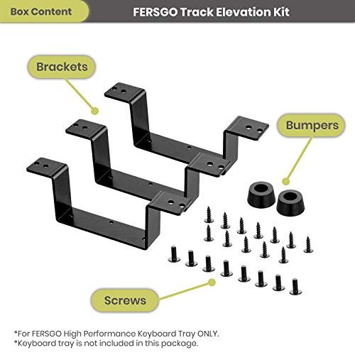 FERSGO Under Desk Keyboard Tray Track Elevation Kit for 30" x 24" Desk - Easily Install Undermount Tray for Maximum Comfort and Better Posture Even with Desk Underside Bars
