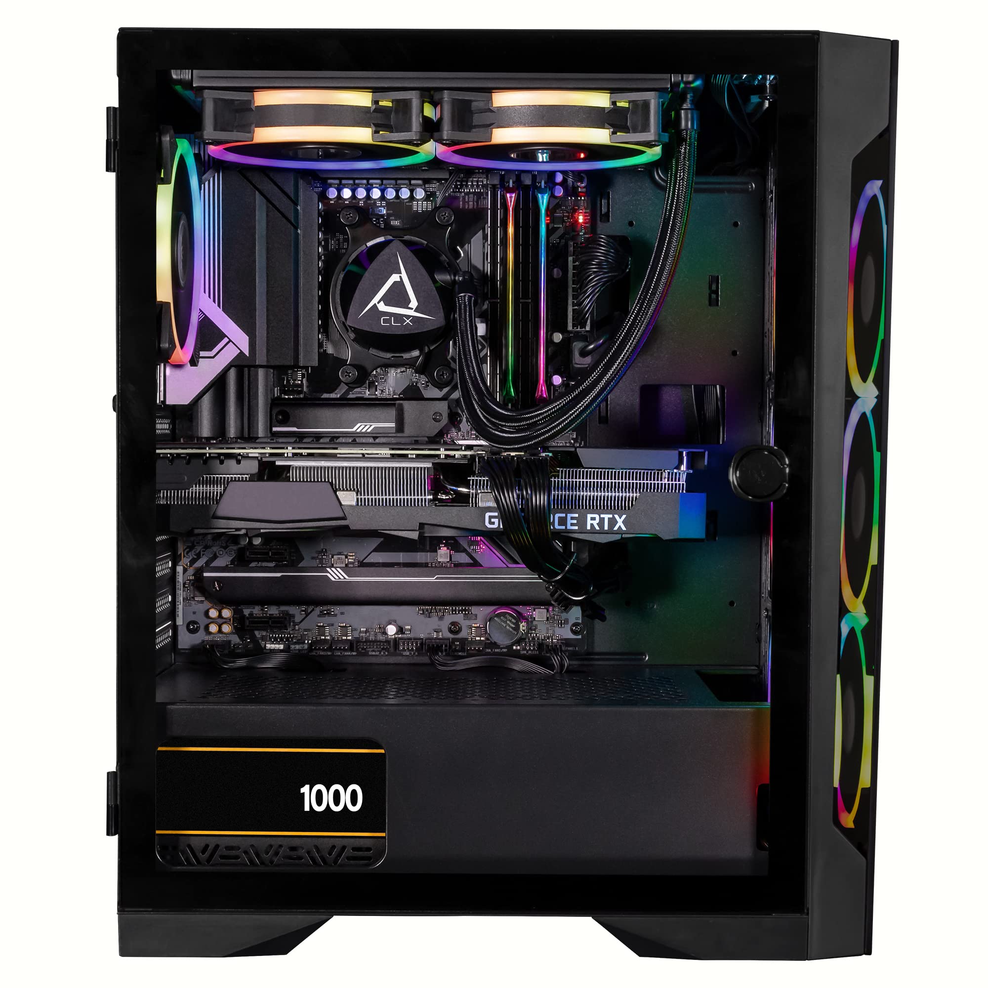 CLX Set VR-Ready Gaming Desktop - Liquid Cooled AMD Ryzen 9 7900X 4.7GHz 12-Core Processor,32GB DDR5 Memory,GeForce RTX 4090 24GB GDDR6X Graphics,1TB SSD,4TB HDD,WiFi,Windows 11 Home 64-bit,black