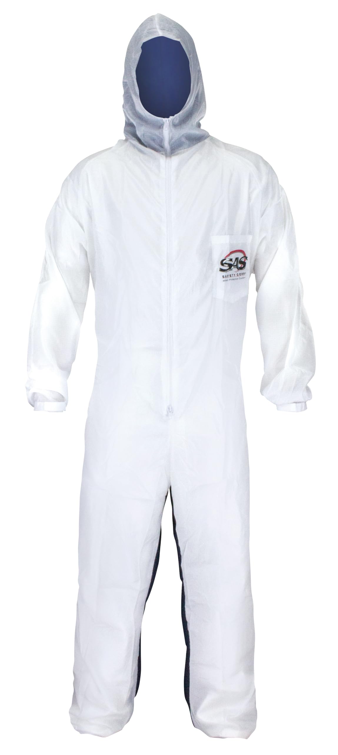 SAS Safety Corp Moonsuit Nylon and Cotton Coverall | Machine Washable Full Pullover with Hood Work Coveralls | Full Zipper Front, Elastic Waist with Pockets for Painting, Automotive, Factory (Medium)