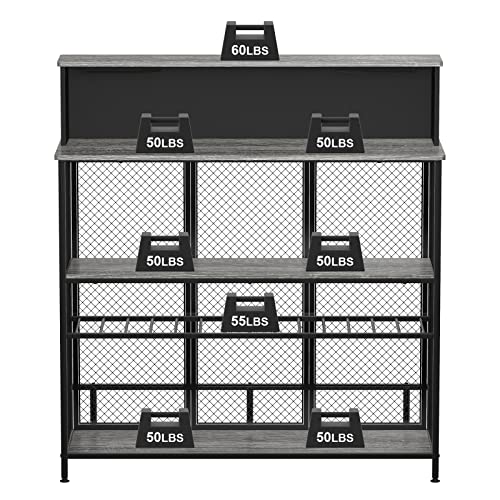 GDLF Home Bar Unit Mini Bar Liquor Bar Table with Storage and Footrest for Home Kitchen Pub (Grey)