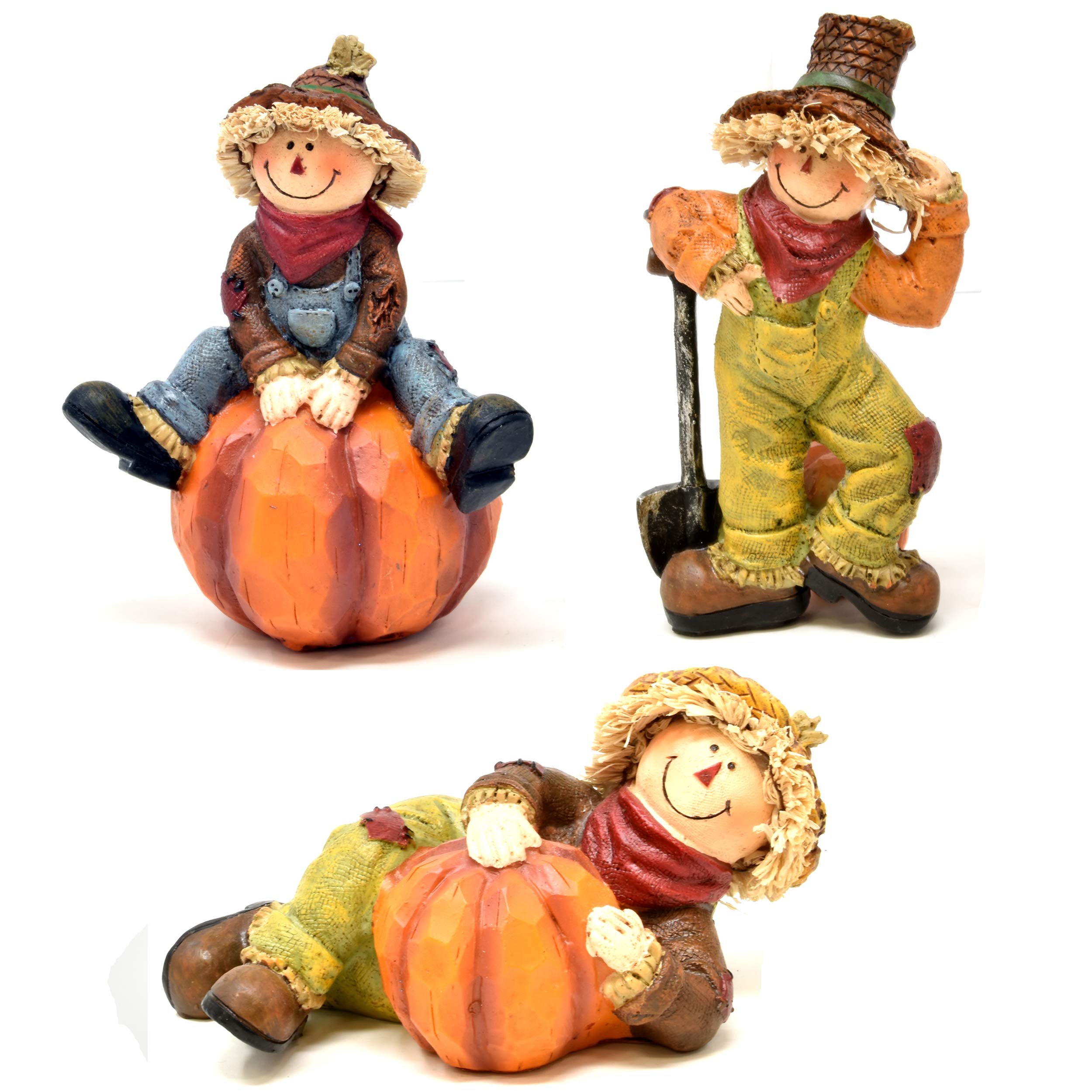 Gift Boutique Thanksgiving Fall Scarecrows Table Decor Figurines with Pumpkins Set of 3 Autumn Harvest Gifts Home Office Party Supplies Centerpiece