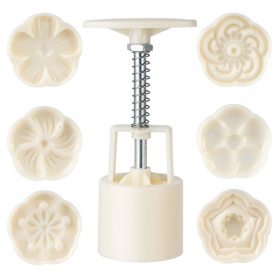 Cookie Stamp Moon Cake Mold Stamps, Cookie Press Mid Autumn Festival DIY Decoration Press Cake Cutter Mold (50g 6pcs Stamps)