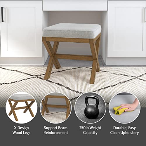 Hillsdale Somerset Backless Wood Vanity Stool for Makeup Room or Bathroom, Dark Driftwood