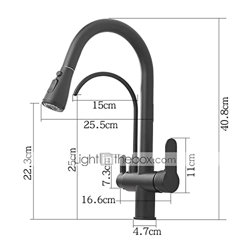 Deck Mounted Black Kitchen Faucets Pull Out Adjustable Cold and Hot Water Filter Tap for Kitchen Three Ways Sink Mixer Kitchen Faucet Brass