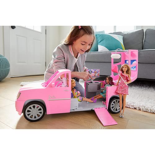 Barbie Playset with 4 Sister Dolls and Limo that Opens and Expands to 2 Feet, Includes 10+ Party Accessories, Gift for Kids 3 to 7 Years Old