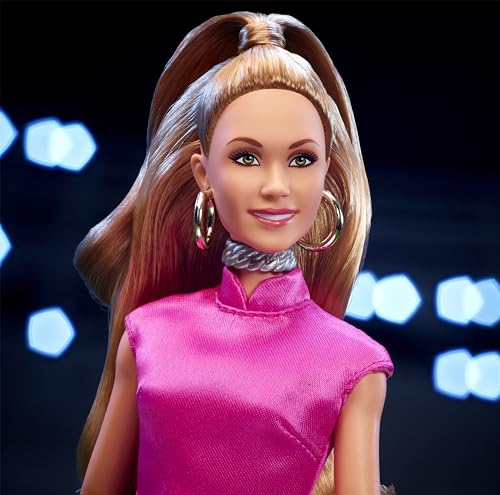 Barbie Signature Doll, Keeley from Ted Lasso Wearing Pink Dress & Faux Fur Shawl, Collectible with Displayable Packaging