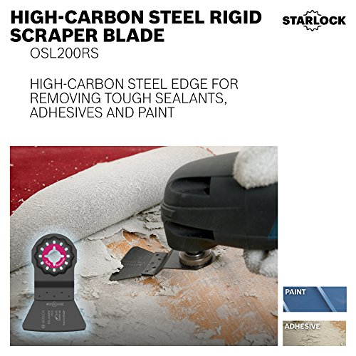 BOSCH OSL200RS 1-Piece 2 In. Starlock Oscillating Multi Tool Soft Materials High-Carbon Steel Rigid Scraper Blade for Removing Tough Sealants, Adhesives, Paint