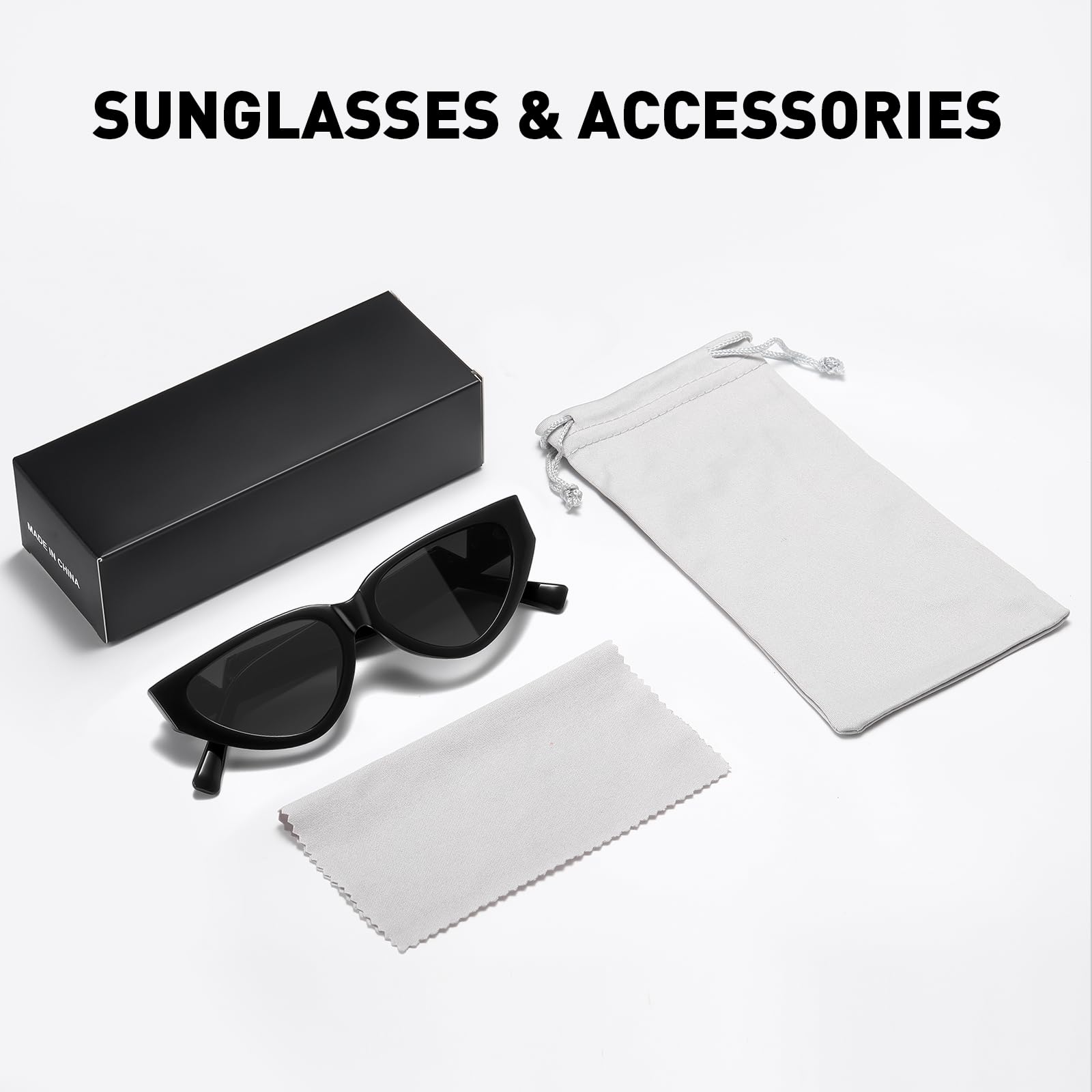 Cat Eye Sunglasses for Women Men Trendy Cateye Women's Vintage Classic Retro Sun Glasses(Black/Grey)