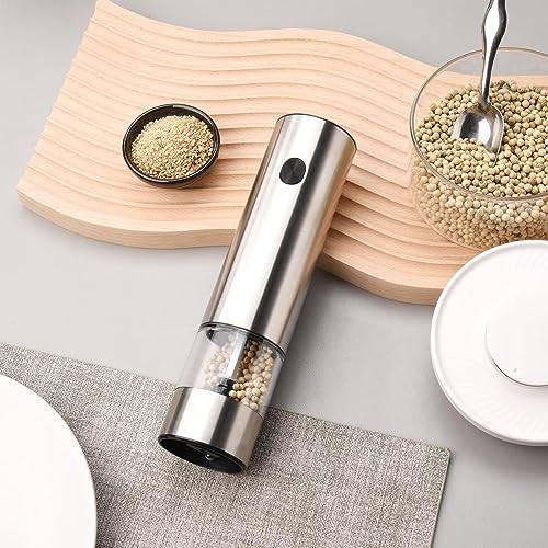 Electric Salt and Pepper Shakers 2 Set,Battery Operated Salt and Pepper Grinder Set Battery Powered with LED Light, Electric Pepper and Salt Grinder Mill & Reffiable Adjustable Coarseness